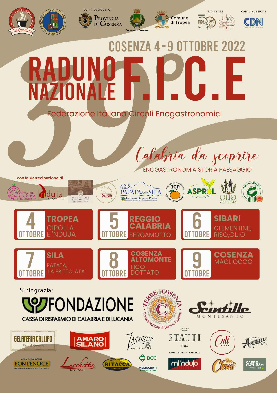 IL RADUNO NAZIONALE DELLA FICE OSPITE DELLA CONFRATERNITA DELLA FRITTOLA CALABRESE-LA QUADARA ...